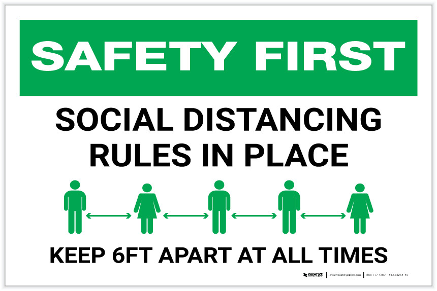 Safety First: Social Distancing Rules In Place Landscape - Label ...