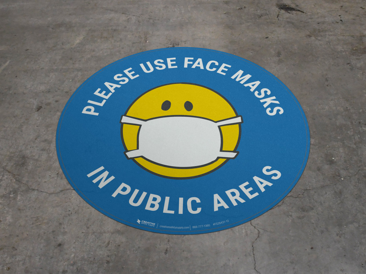 Please Use Face Masks In Public Areas with Facemask Emoji - Light Blue ...