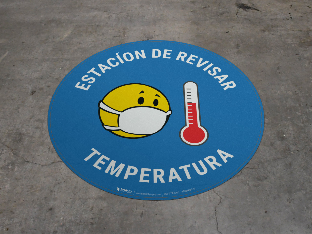 Estacion de Revisar Temperatura with Facemask Emoji Spanish - Blue ...