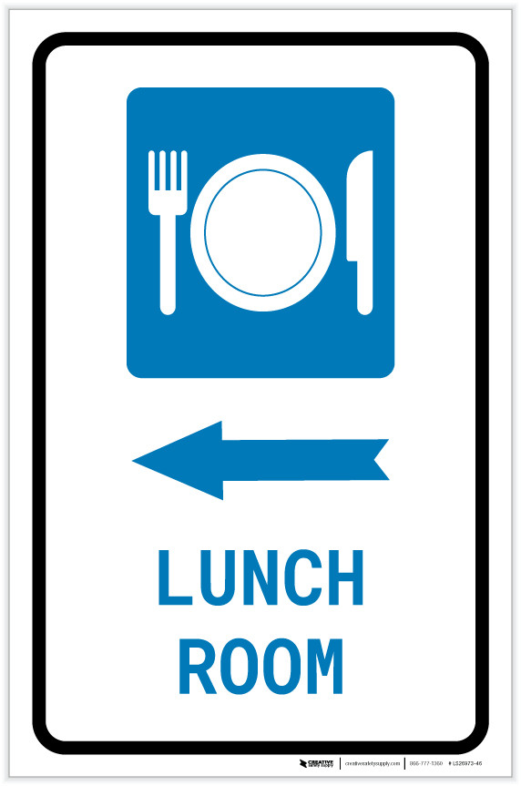 Lunch Room Left Arrow with Icon Portrait - Label