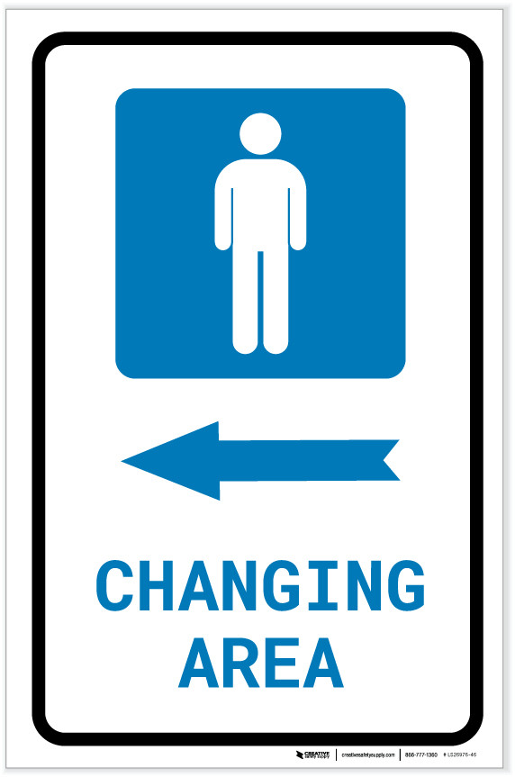 Mens Changing Area Left Arrow with Icon Portrait - Label