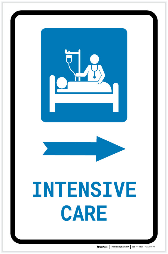Intensive Care Right Arrow with Icon Portrait - Label