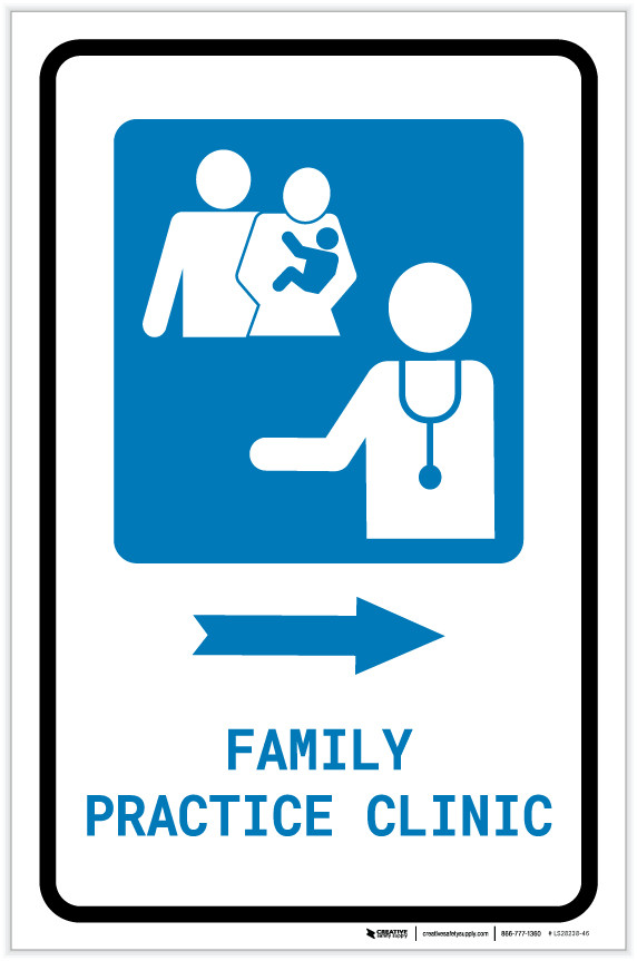 Family Practice Clinic Right Arrow with Icon Portrait - Label ...