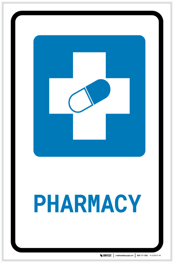 Pharmacy with Icon Portrait - Label