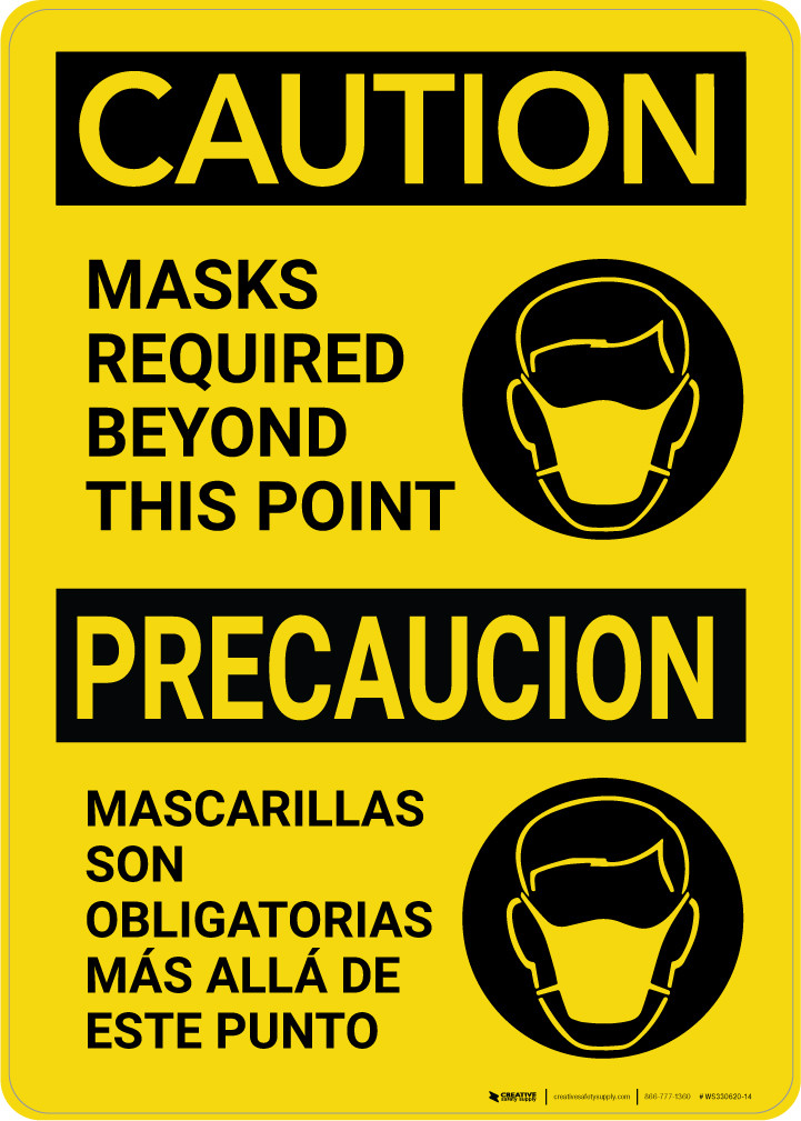 Caution: Masks Required Beyond This Point Bilingual Spanish with Icon ...