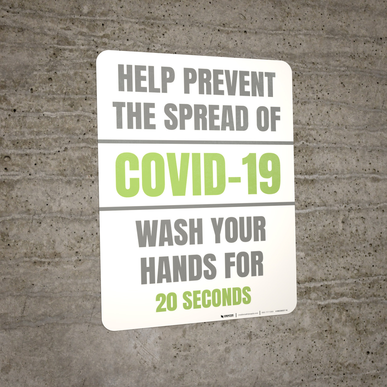 Help Prevent The Spread COVID-19 Wash Hands Portrait - Wall Sign