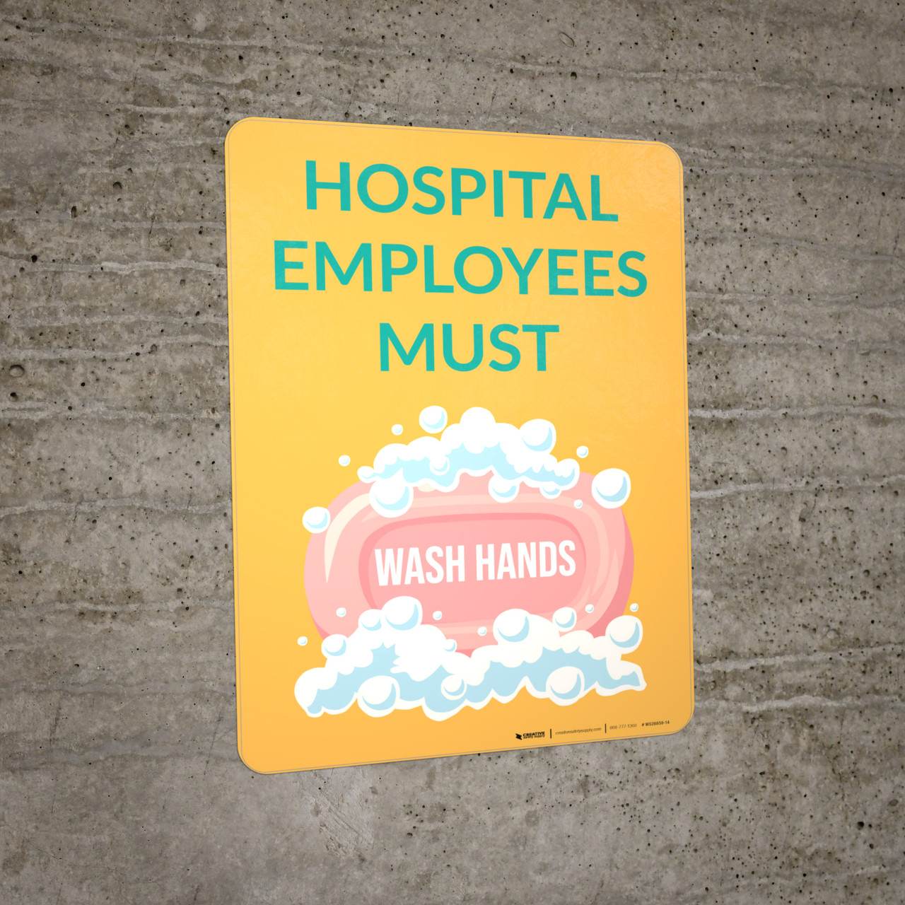 Hospital Employees Must Wash Hands with Icon Portrait - Wall Sign ...