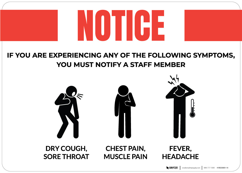 Notice: Notify Staff If Experiencing Symptoms with Icons Landscape ...