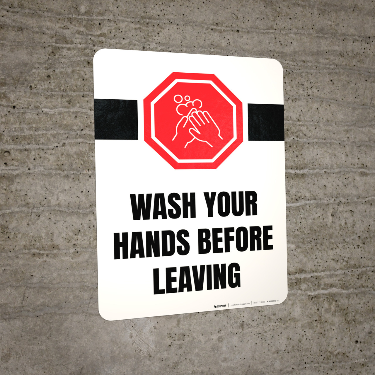 Wash Your Hands Before Leaving with Icon Portrait - Wall Sign