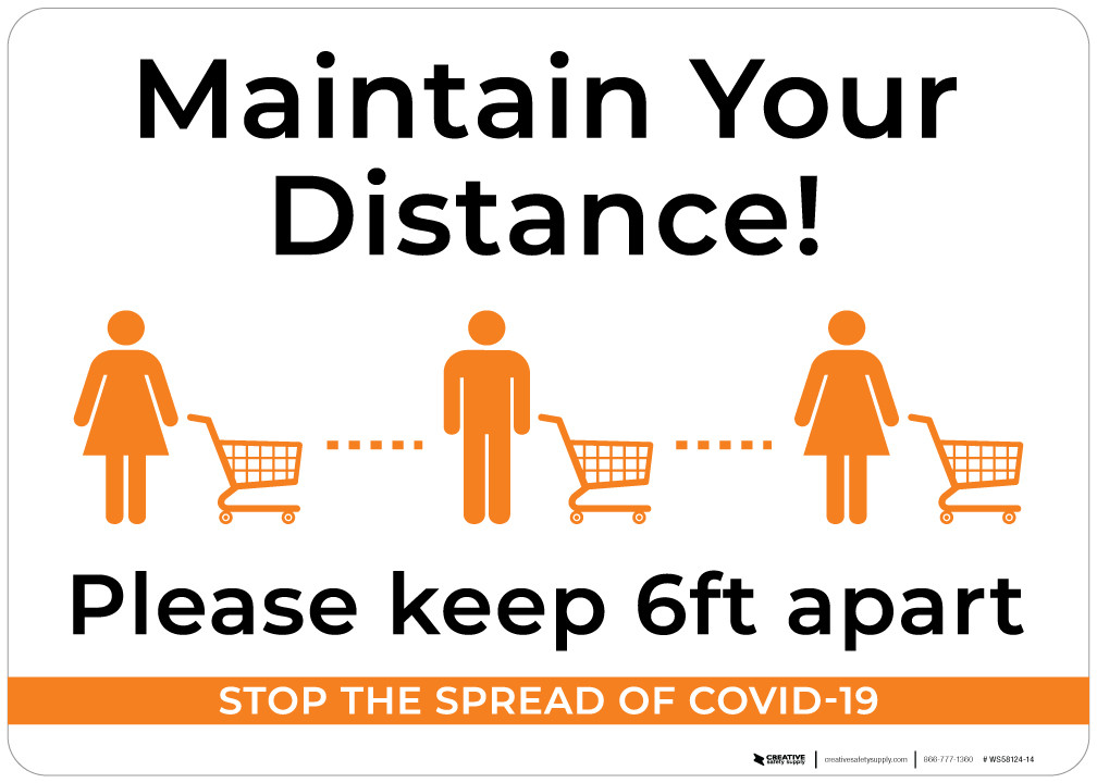Maintain Your Distance Please Keep 6Ft Apart with Icons Landscape ...