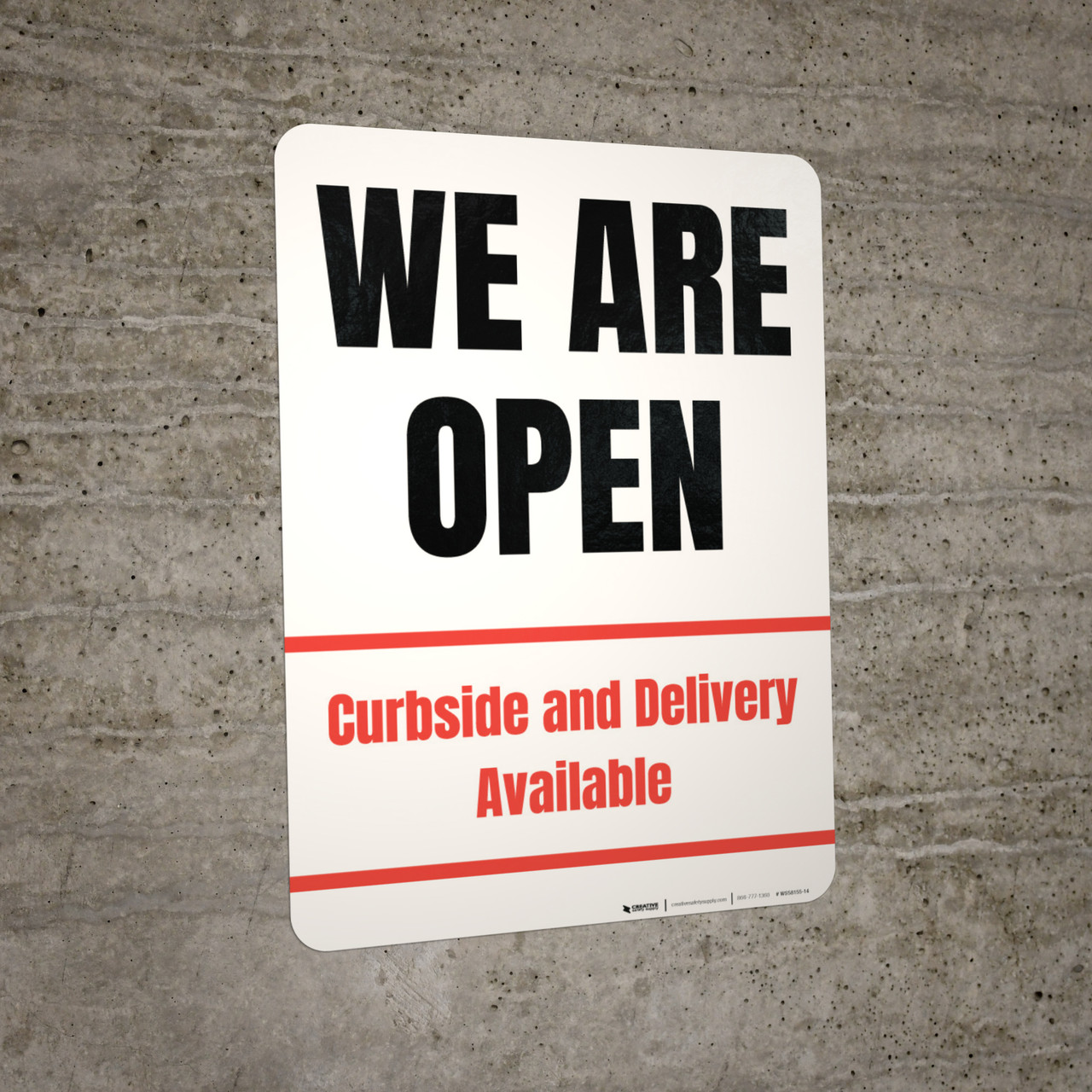 We Are Open Curbside And Delivery Available Portrait - Wall Sign