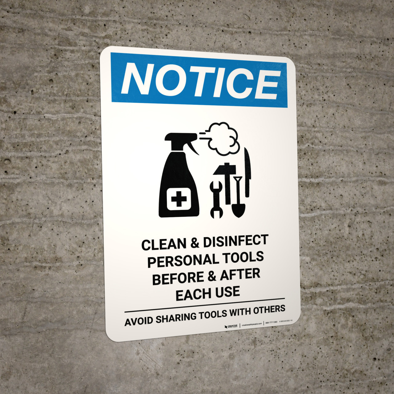 Notice: Clean Disinfect Personal Tools Avoid Sharing with Icon Portrait ...