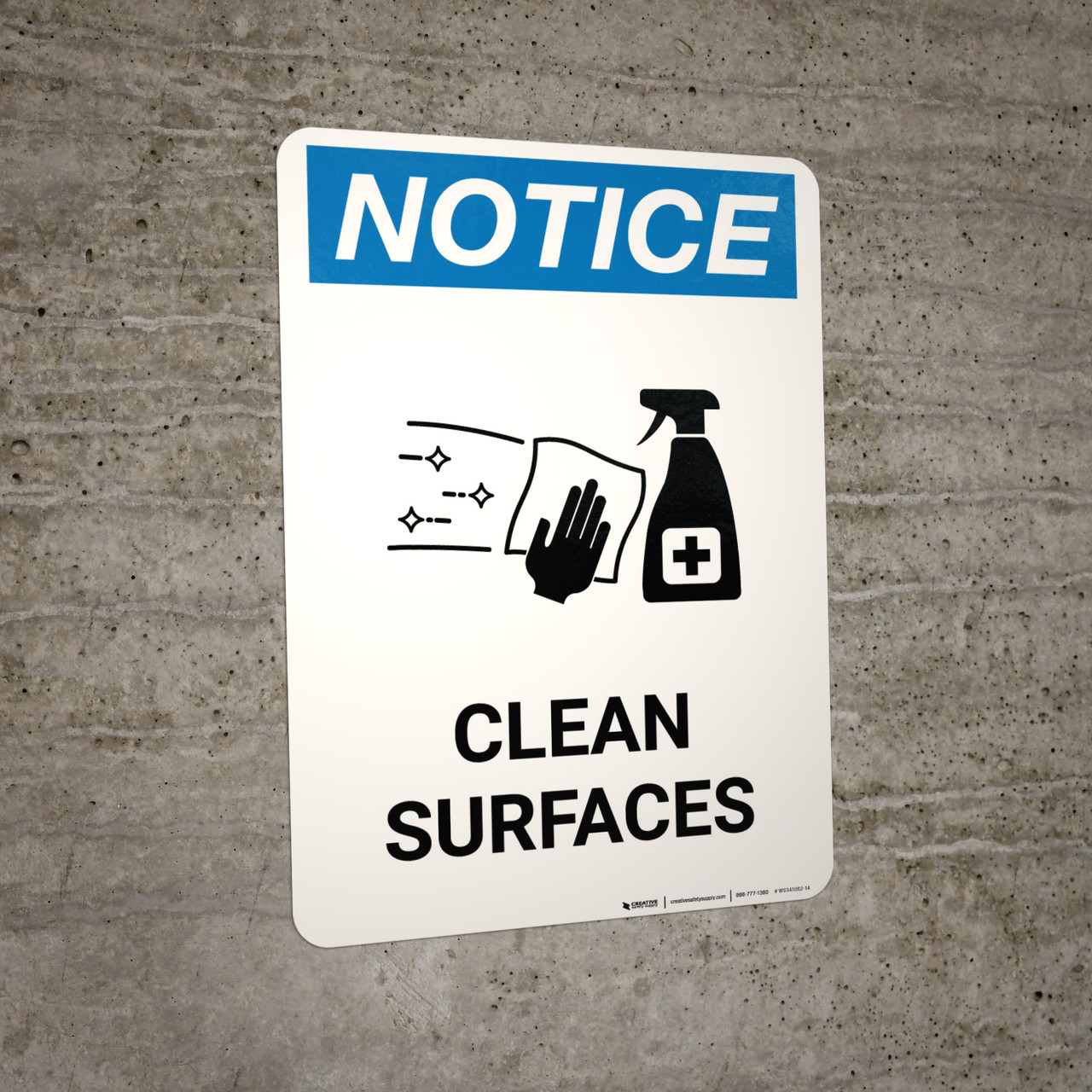 Notice: Clean Surfaces with Icon Portrait - Wall Sign | Creative Safety ...