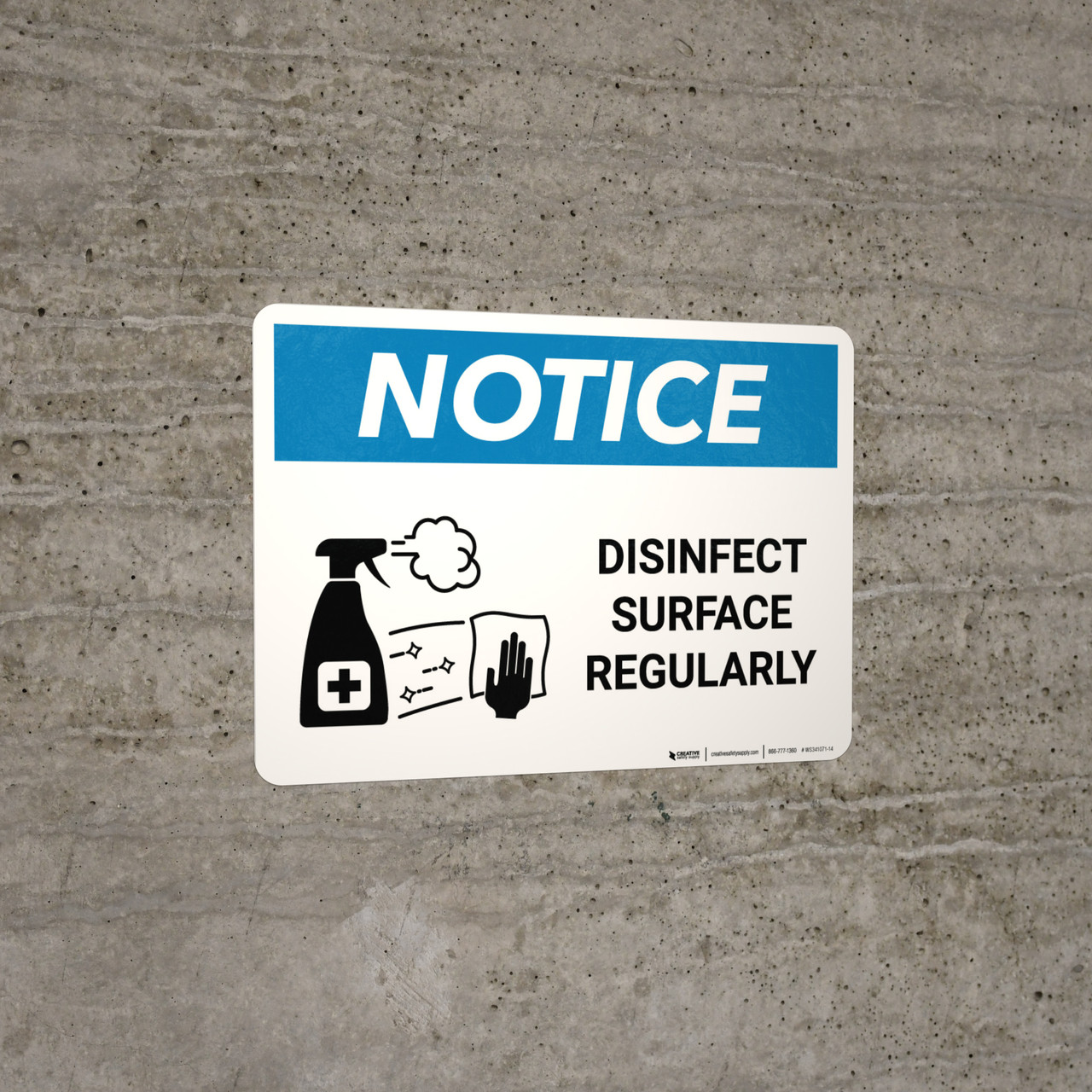 Notice: Disinfect Surface Regularly with Icon Landscape - Wall Sign