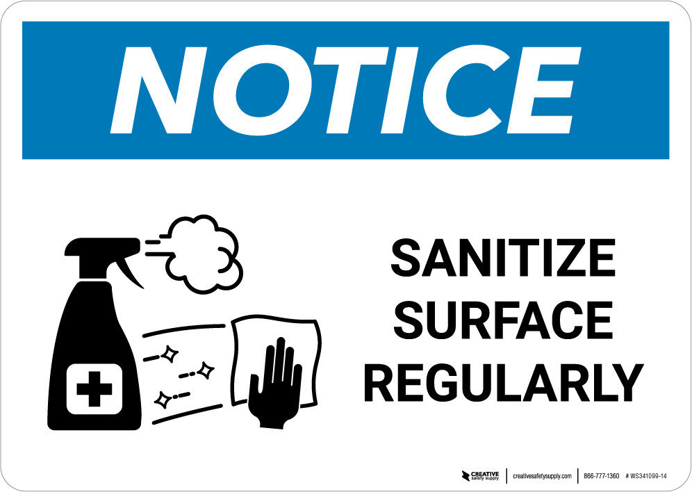 Notice: Sanitize Surface Regularly with Icon Landscape - Wall Sign