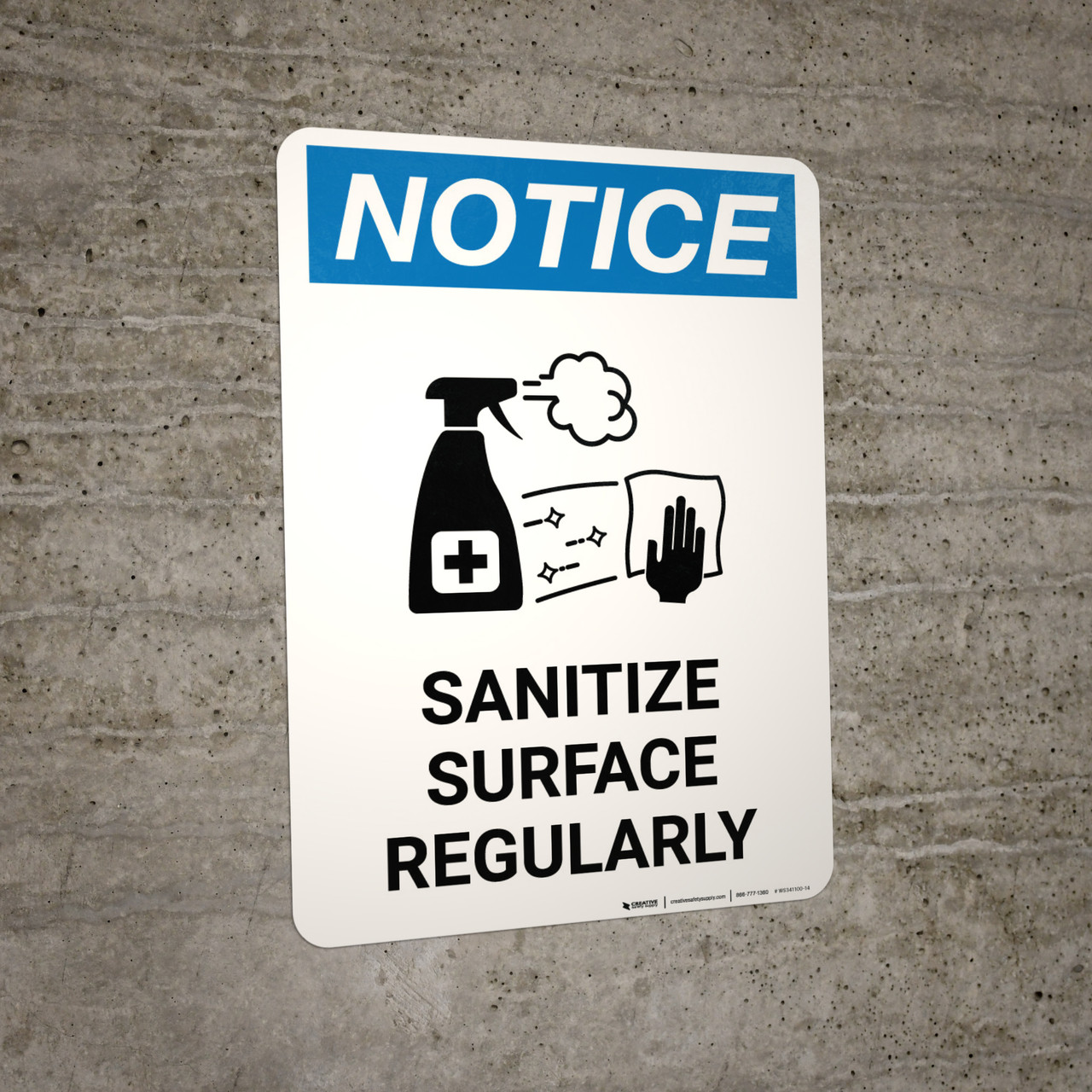 Notice: Sanitize Surface Regularly with Icon Portrait - Wall Sign ...