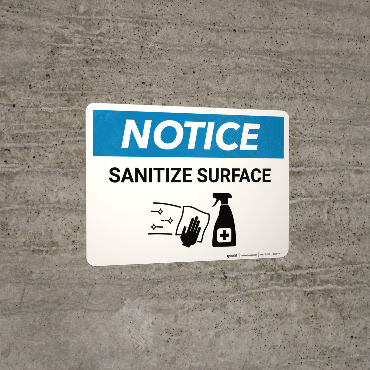 Notice: Sanitize Surface with Icon Landscape - Wall Sign | Creative ...