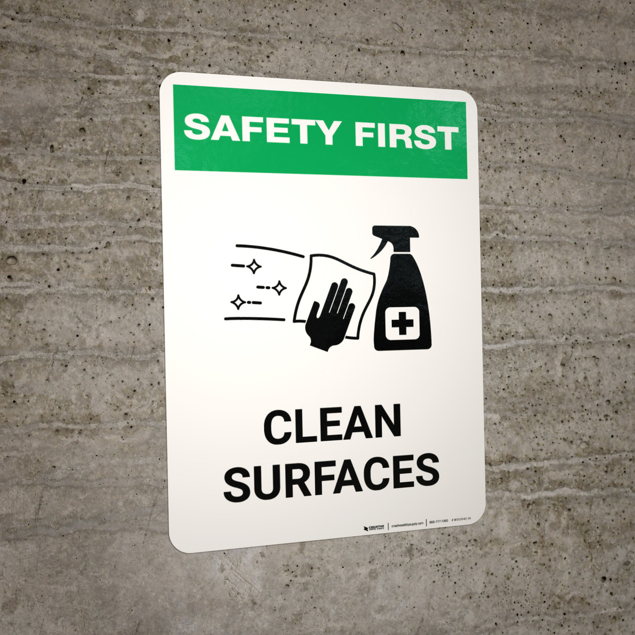 Safety First: Clean Surfaces with Icon Portrait - Wall Sign