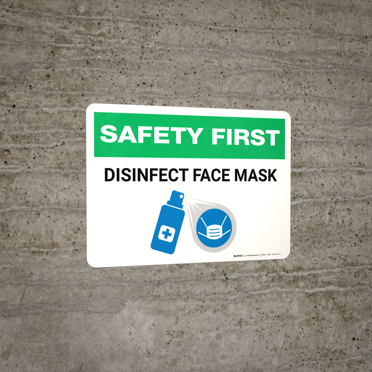 Safety First: Disinfect Face Masks with Icon Landscape - Wall Sign ...