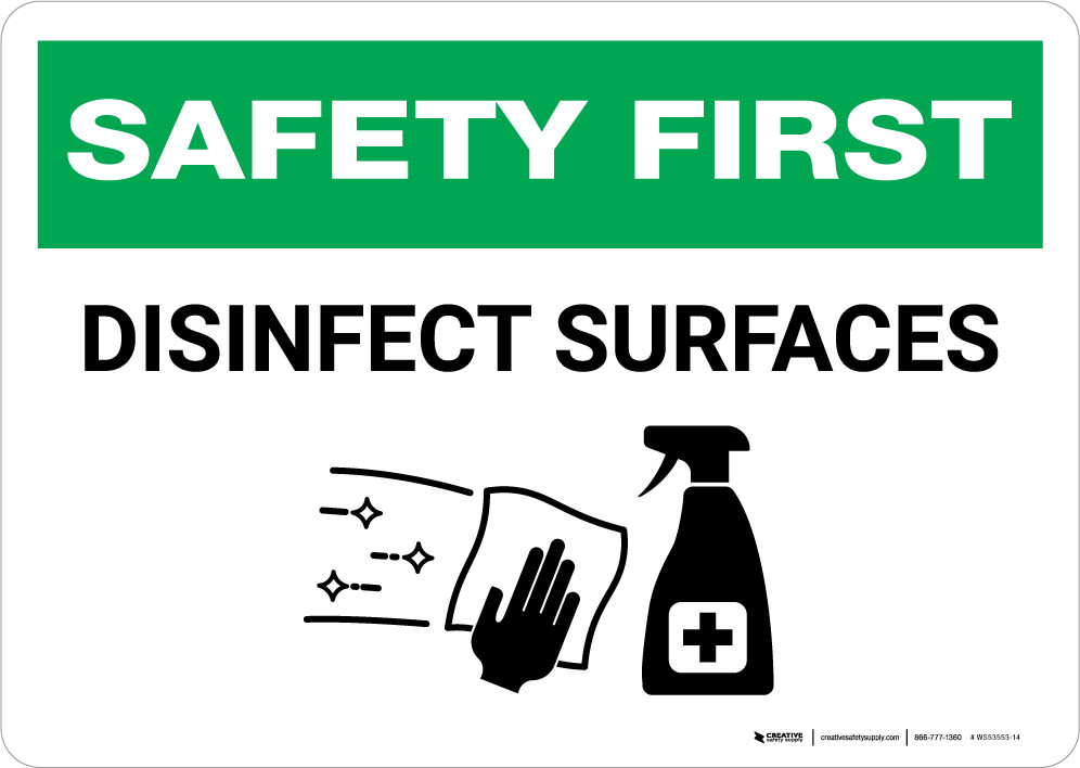 Safety First: Disinfect Surfaces with Icon Landscape - Wall Sign