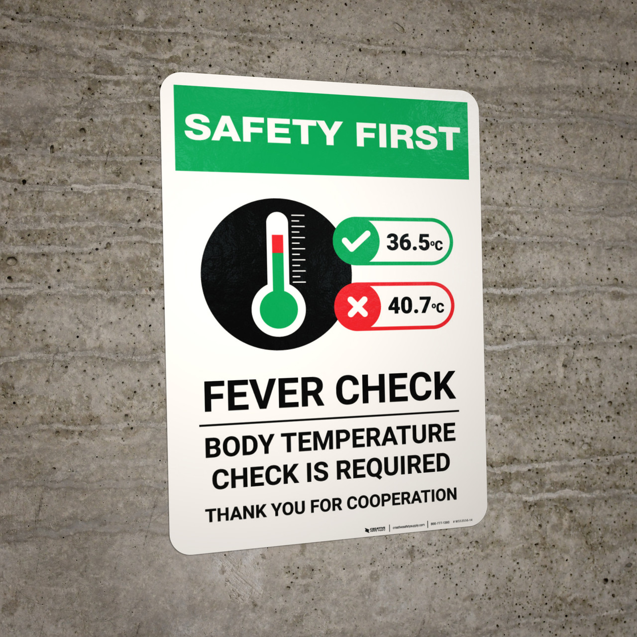 Safety First: Fever Check Body Temperature Check Required with Icon ...