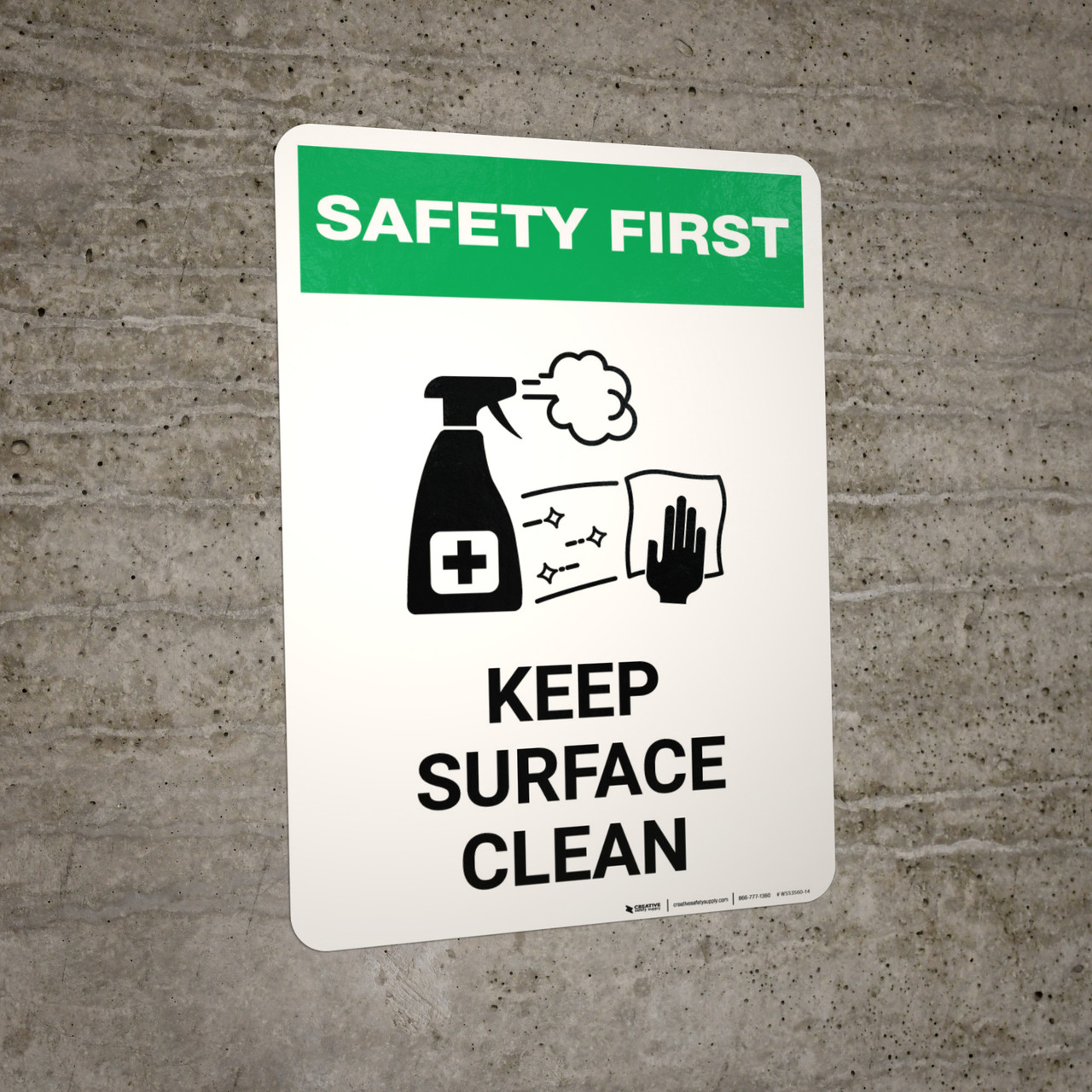 Safety First: Keep Surface Clean with Icon Portrait - Wall Sign