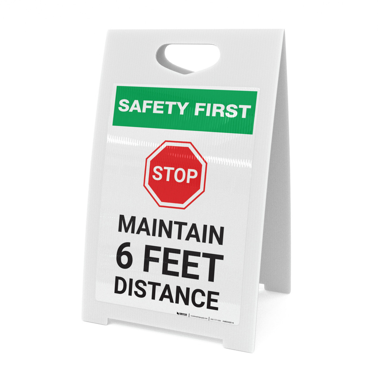 Safety First: Stop Maintain 6ft Distance with Icon Portrait - A-Frame Sign
