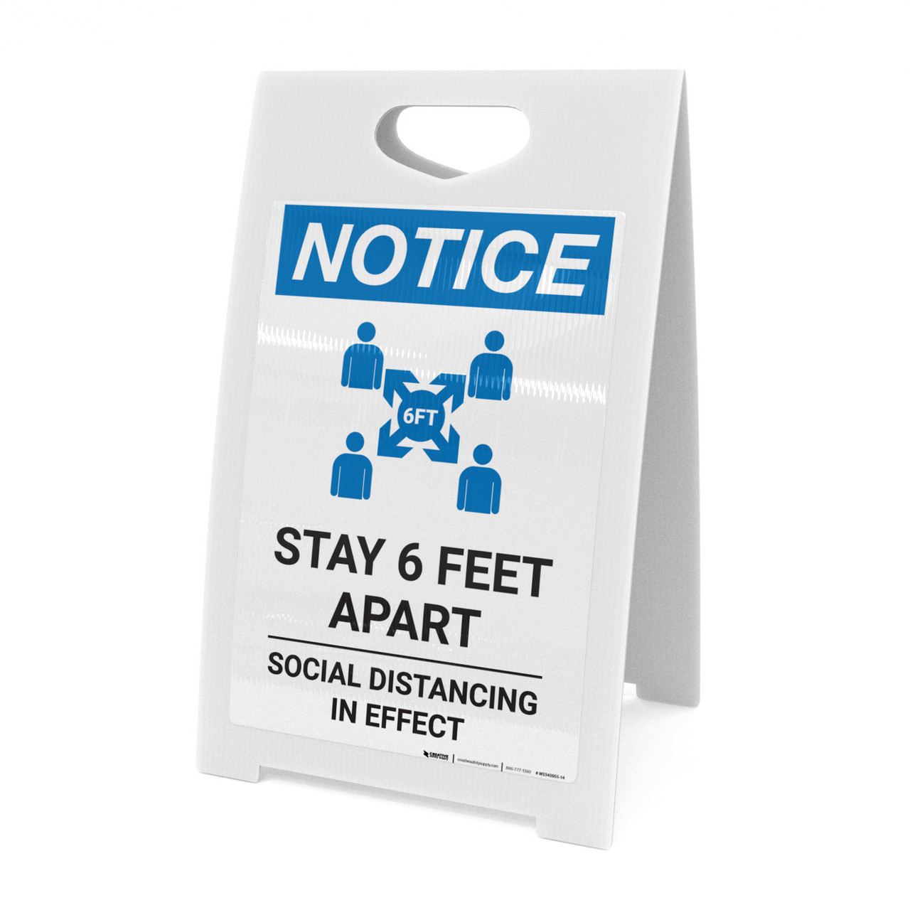 Notice: Stay 6 Feet Apart with Icon Portrait - A-Frame Sign