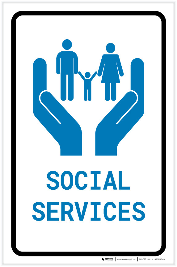 Social Services with Icon Portrait - Label