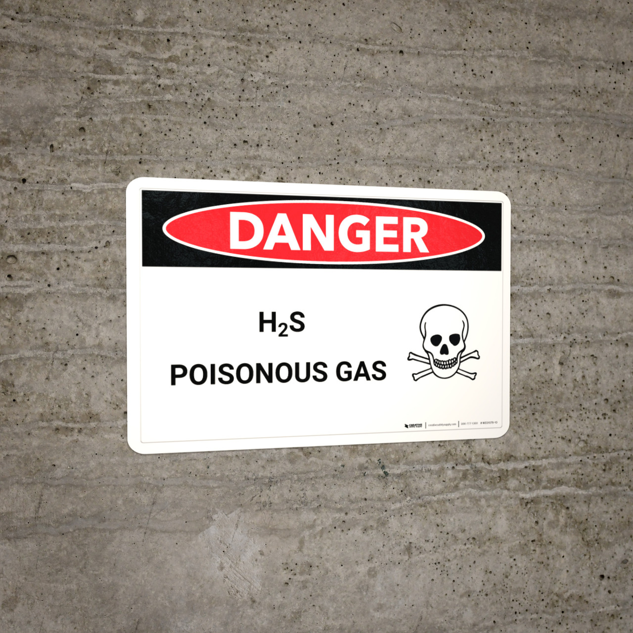 Danger: H2S Poisonous Gas (Hydrogen Sulfide) - Wall Sign