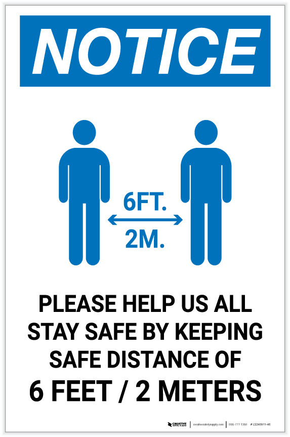 Notice: Please Help Us All Stay Safe By Keeping 2m Distance with Icon ...