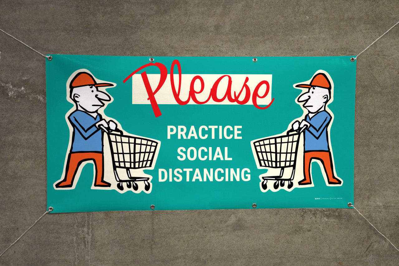 Social Distancing Please with Sunglasses Emoji - Banner