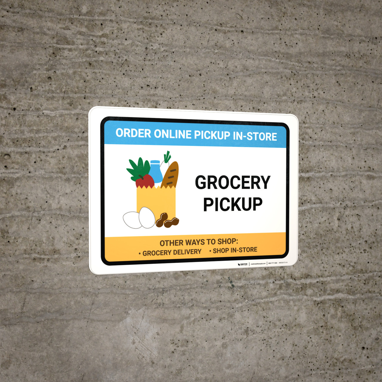Grocery Pickup Order Online Pickup In-Store with Icon Landscape - Wall Sign