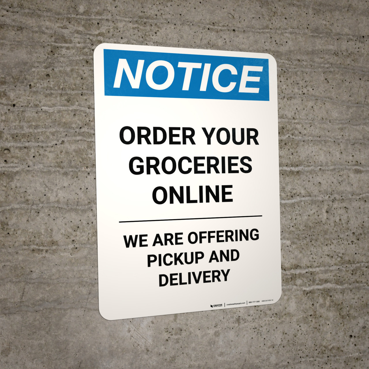 Notice: Order Your Groceries Online Portrait - Wall Sign