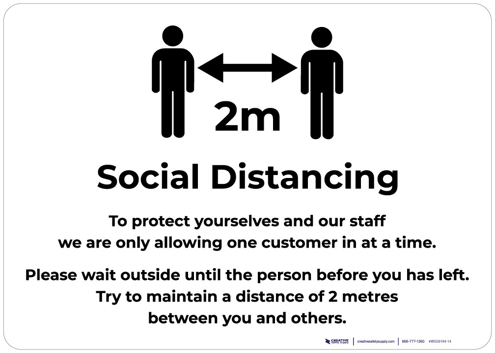 Social Distancing 2m One Customer At A Time with Icon v2 Landscape ...