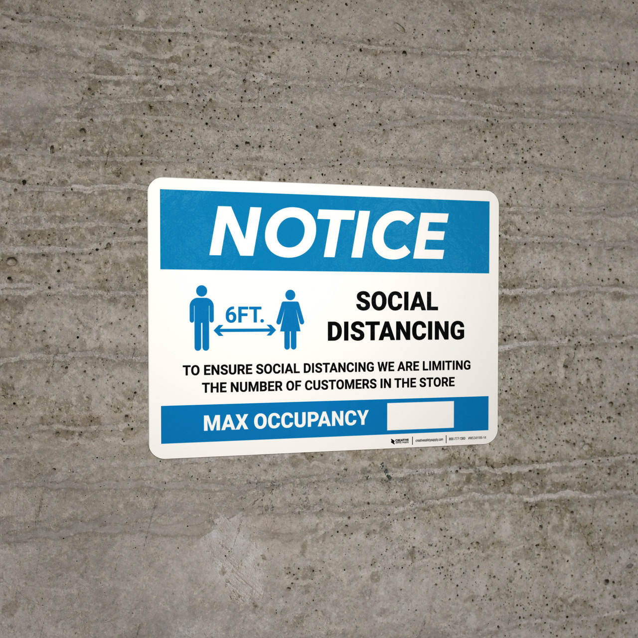 Notice: Social Distancing Max Occupancy with Icon Landscape - Wall Sign ...