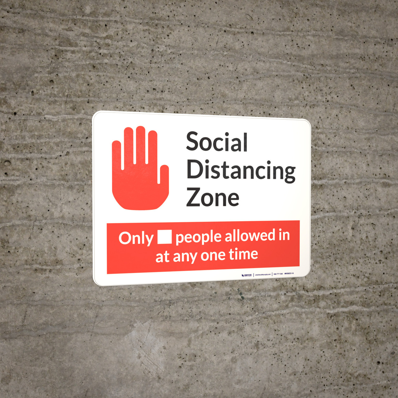 Social Distancing Zone with Icon Red Landscape - Wall Sign
