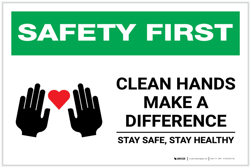 Safety First: Clean Hands Make A Difference with Icons Landscape - Label