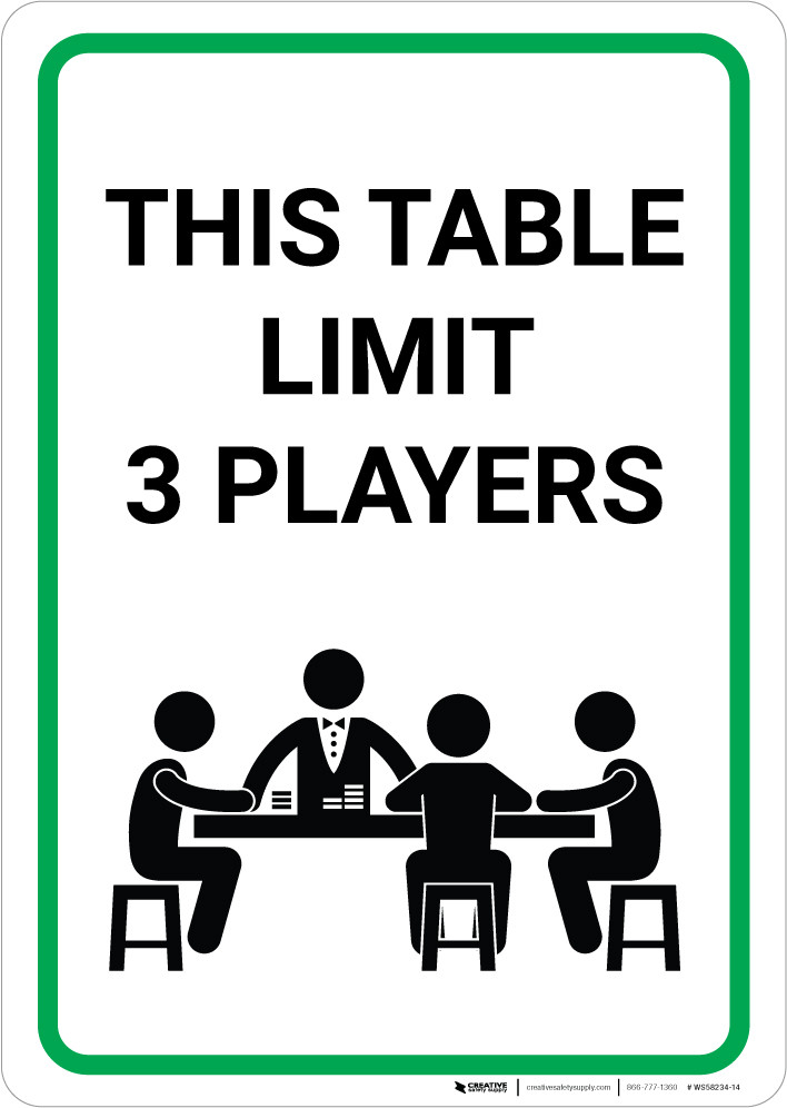 This Table Limit 3 Players with Poker Icon Portrait - Wall Sign