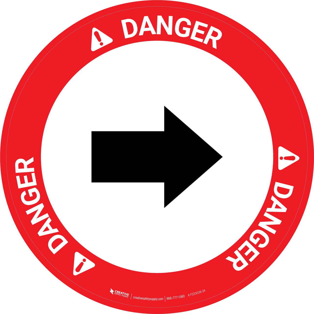 Danger: Right Arrow Circular - Floor Sign | Creative Safety Supply