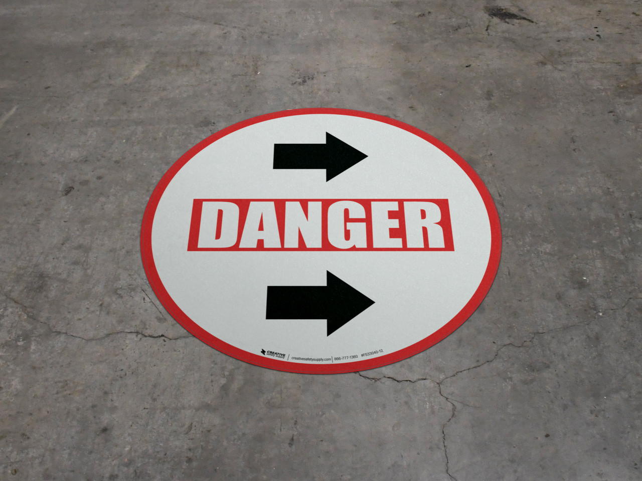 Danger: Right Arrows Circular - Floor Sign