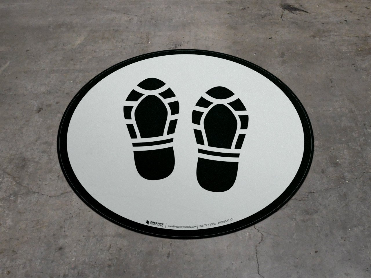 Shoe Print Up Black Circular - Floor Sign