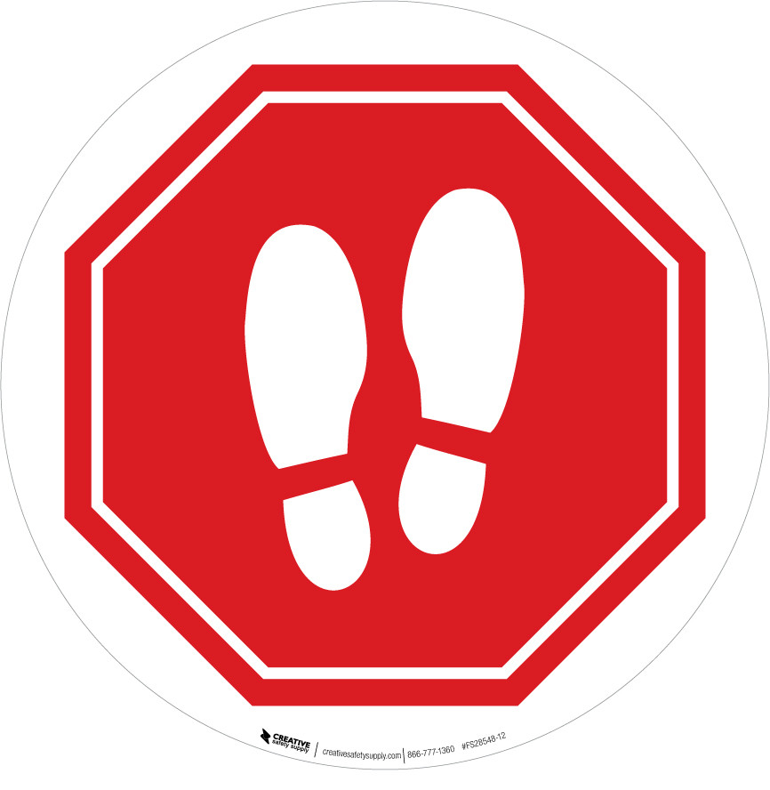Shoe Print Up Stop Circular v2 - Floor Sign