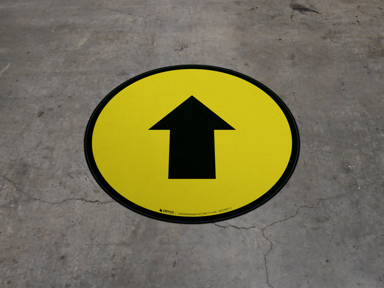 Up Arrow Yellow Circular - Floor Sign | Creative Safety Supply