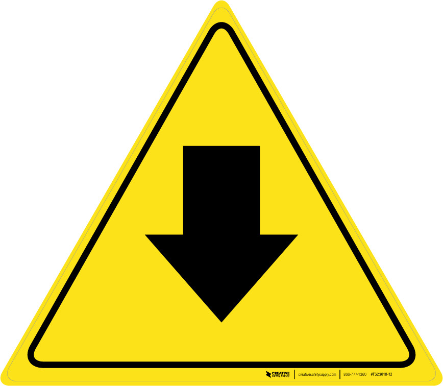 Down Arrow Triangle - Floor Sign
