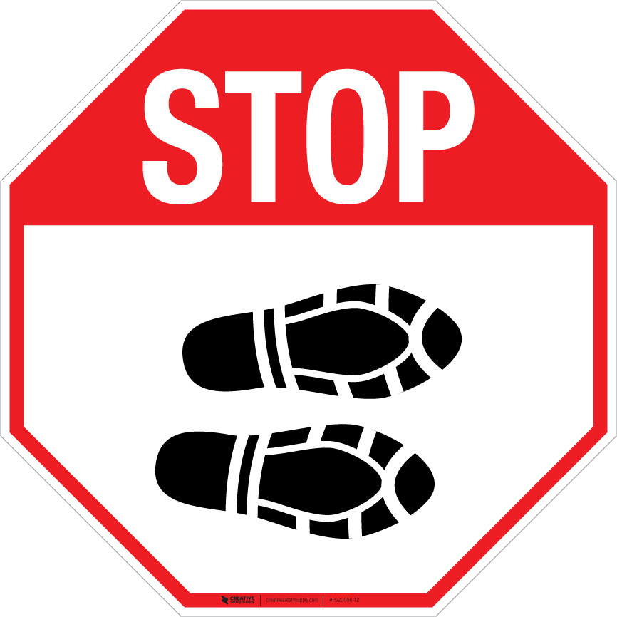 Stop Shoe Print Right - Floor Sign
