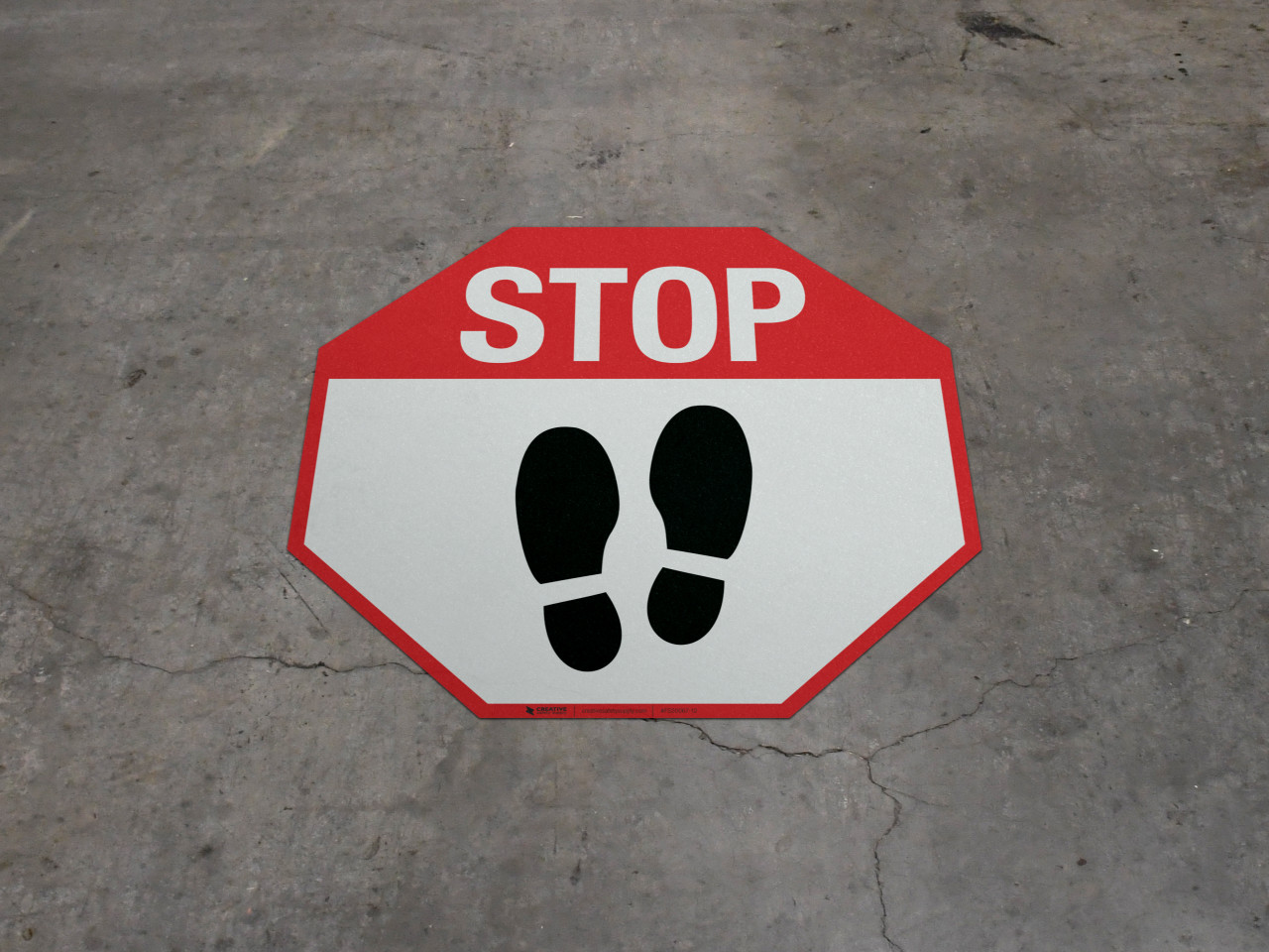 Stop Shoe Print Up v2 - Floor Sign
