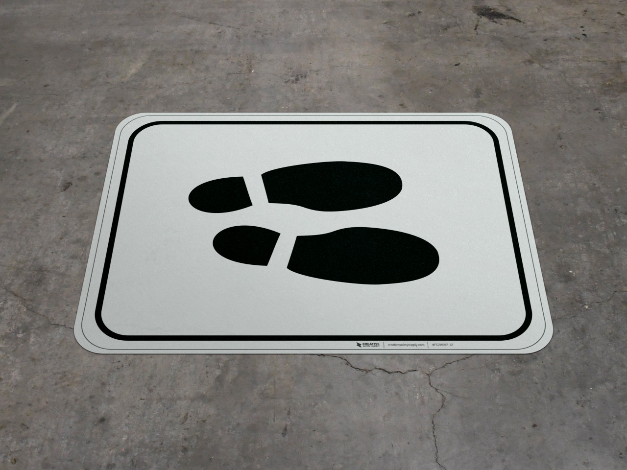 Shoe Print Right Black Rectangle v2 - Floor Sign