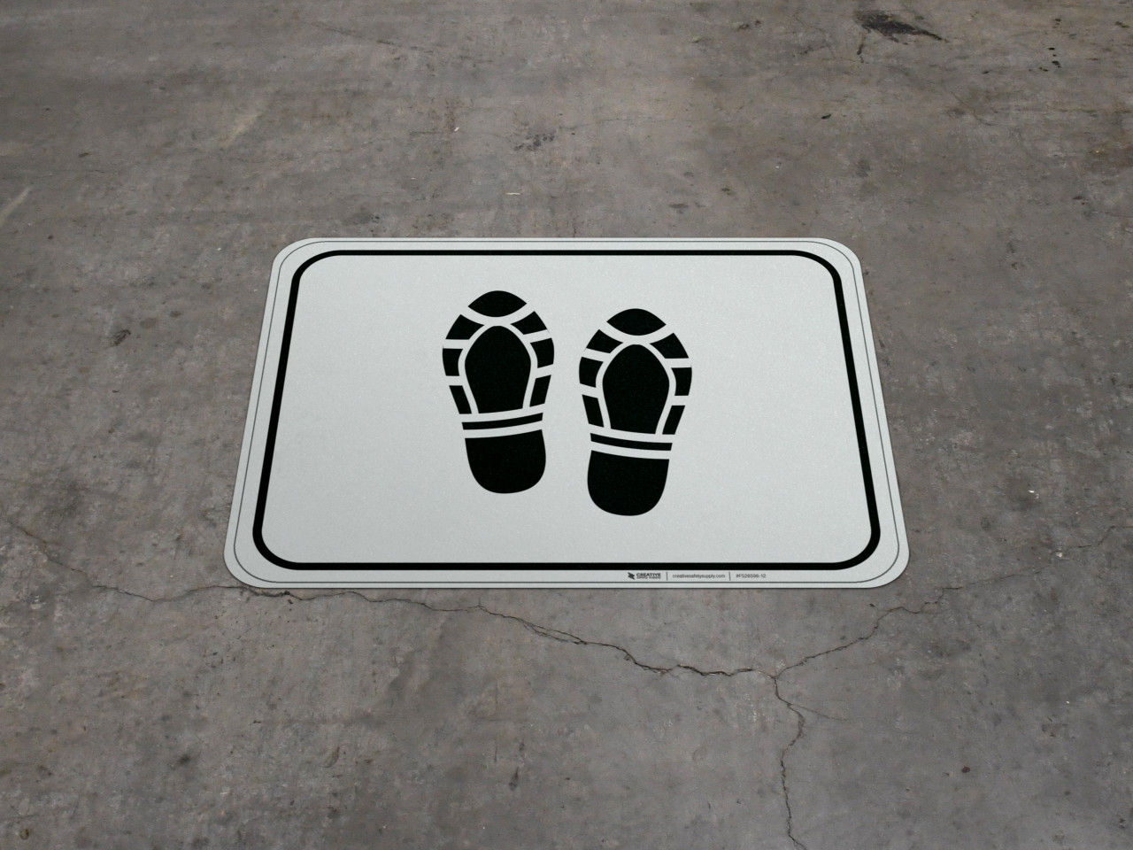 Shoe Print Up Black Rectangle - Floor Sign
