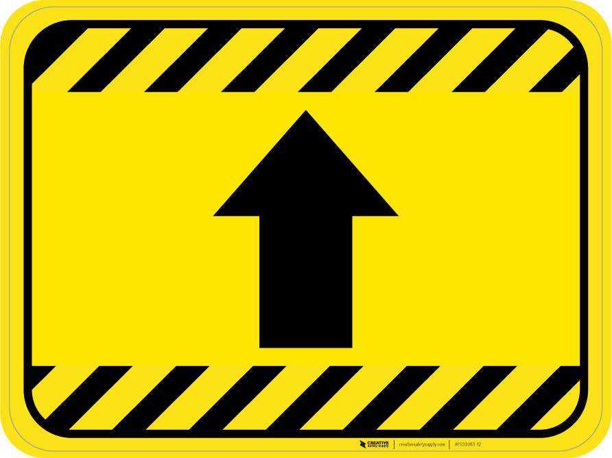 Up Arrow Hazard Striped Rectangle - Floor Sign